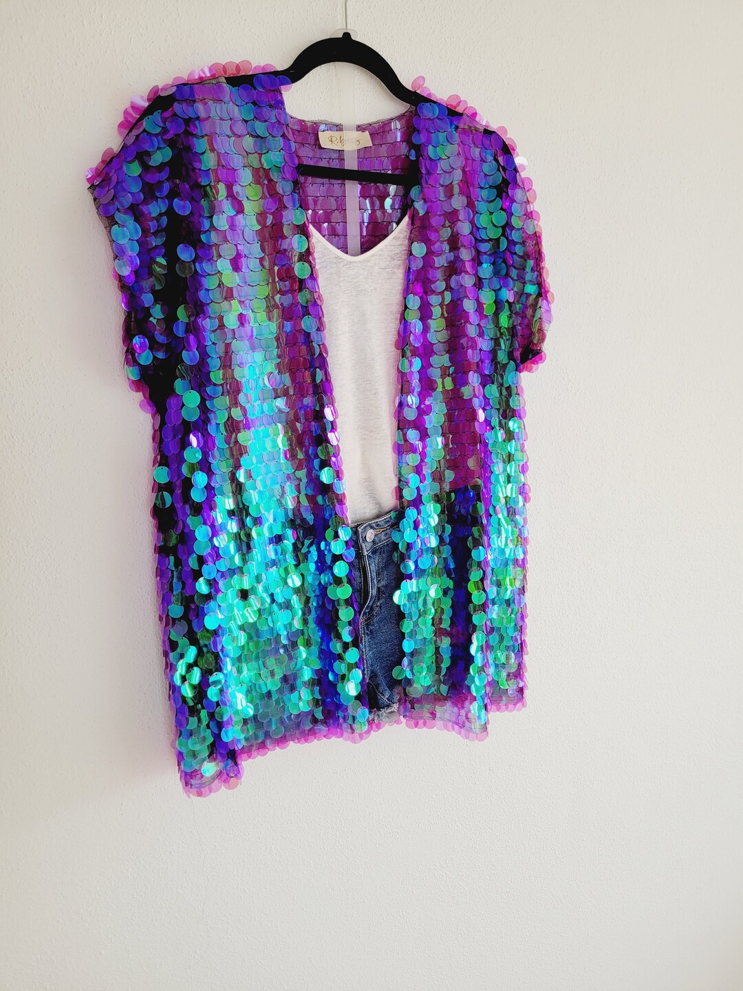 Customized Mermaid Sequin Vest/ Silver Holographic Iridescent ...