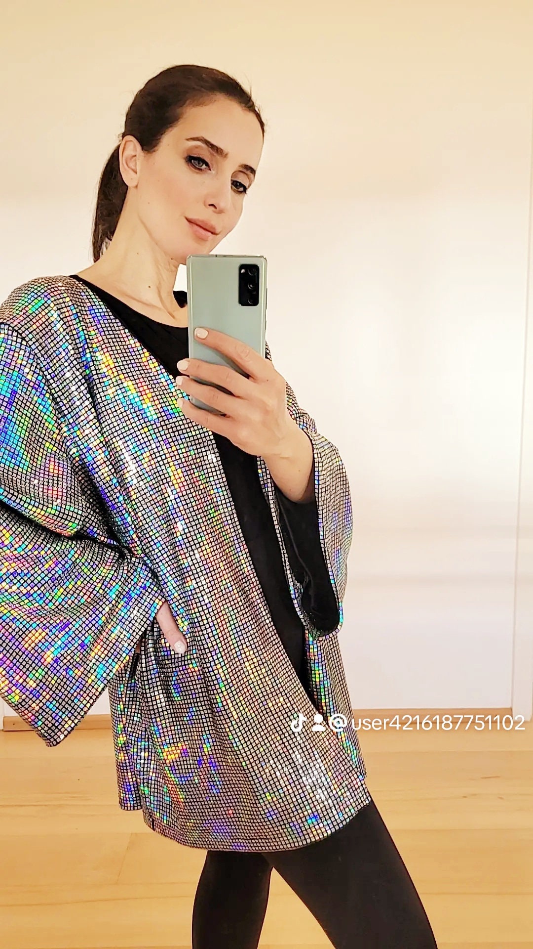 Customized Unisex Holographic Cardigan Oversized Party Reflective ...