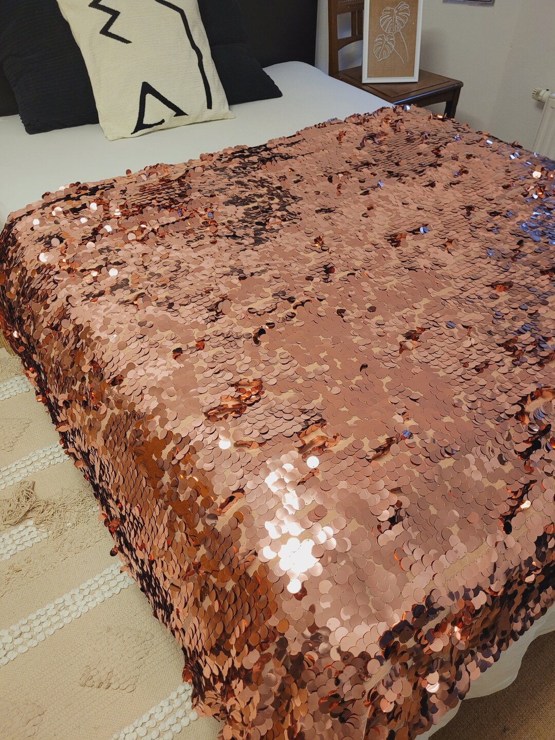 Extravagant Sequin Bed Cover, Holographic Bed Runner, Glitter ...