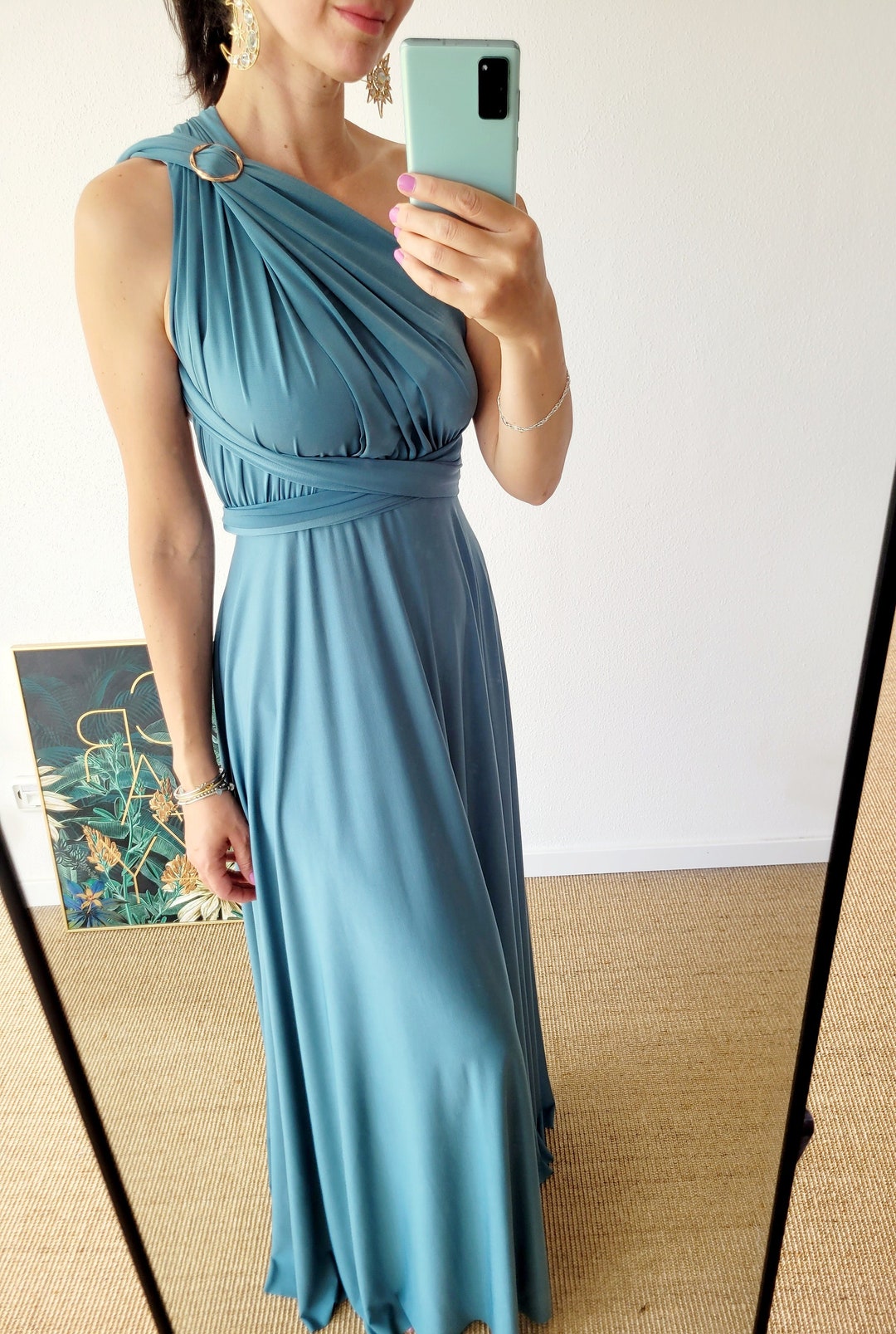 Blue Infinity Dress, Multi Wrap Dress, Blue Long Dress, Blue Green ...