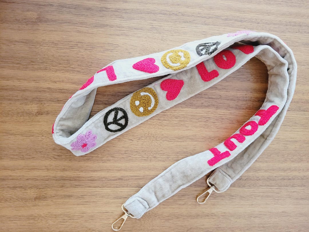 Bag Strap - Boho Suzani Velvet - Embroidered Fabric Strap - Phone Strap ...
