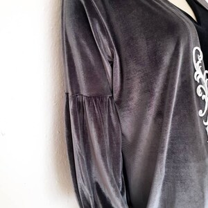 Velvet Cardigan Women, Gray Velvet Jacket, Loose Fit Cardigan, Balloon ...