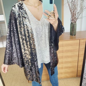 Evening Party Blazer, Reversable Sequin Jacket Silver and Black, Party ...