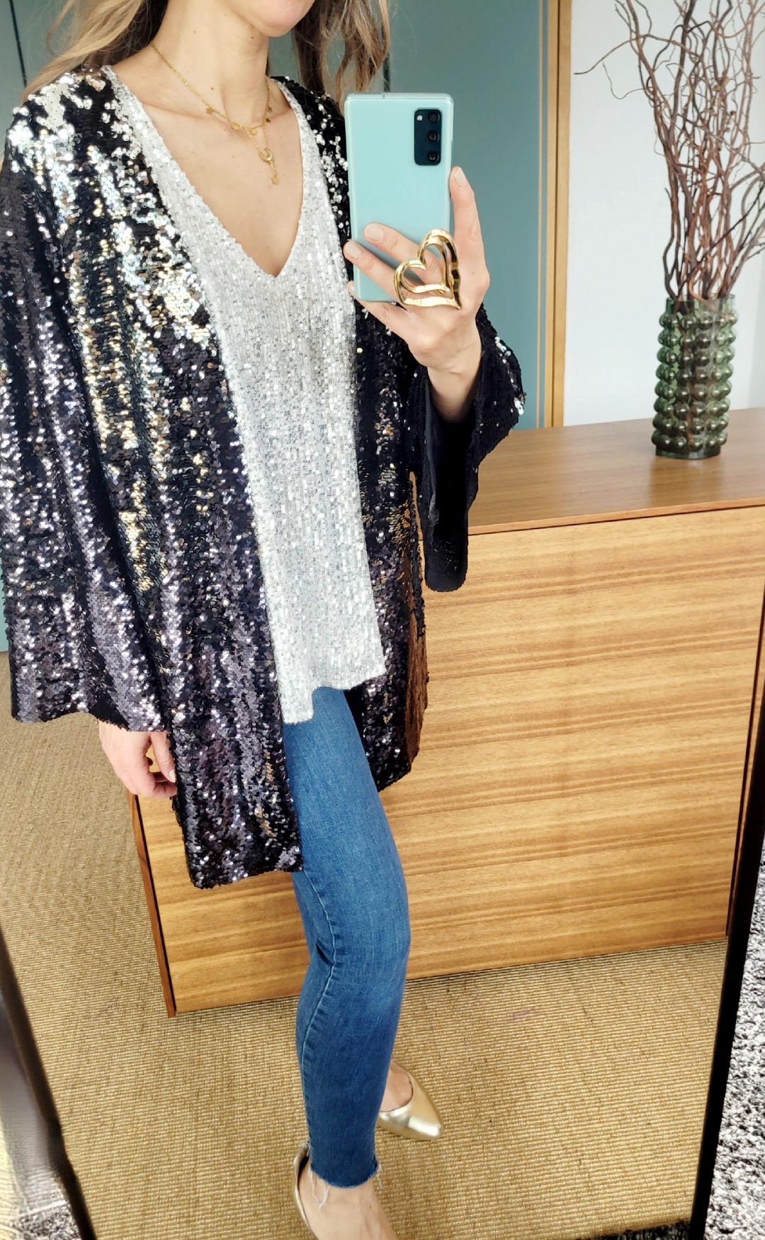 Evening Party Blazer, Reversable Sequin Jacket Silver and Black, Party ...