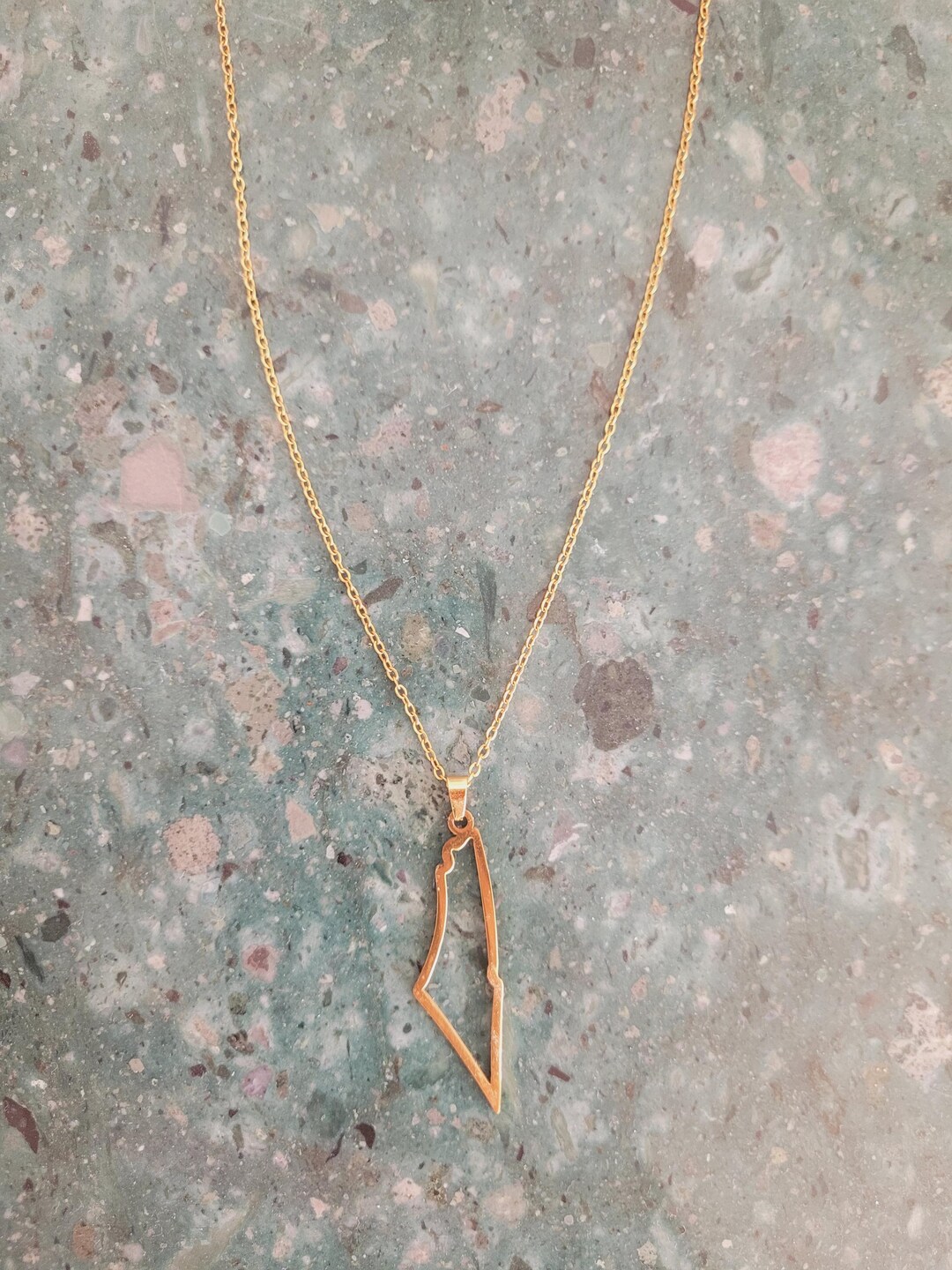 Collier Palestine en acier inoxydable, collier avec carte de la ...