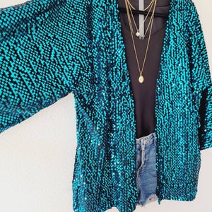 Customized Royal Blue Sequin Jacket, Oversized Party Sparkling Jacket ...