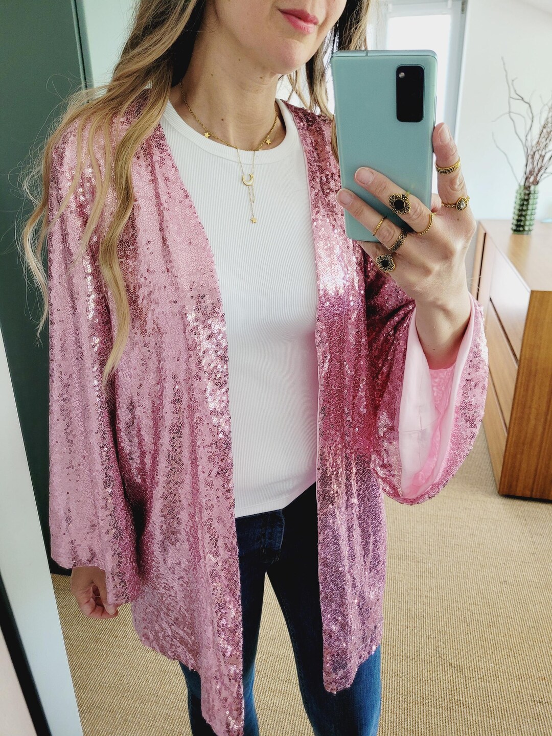 Customized Sequin Jacket/plus Size Pink Sparkling Jacket/ Cocktail ...