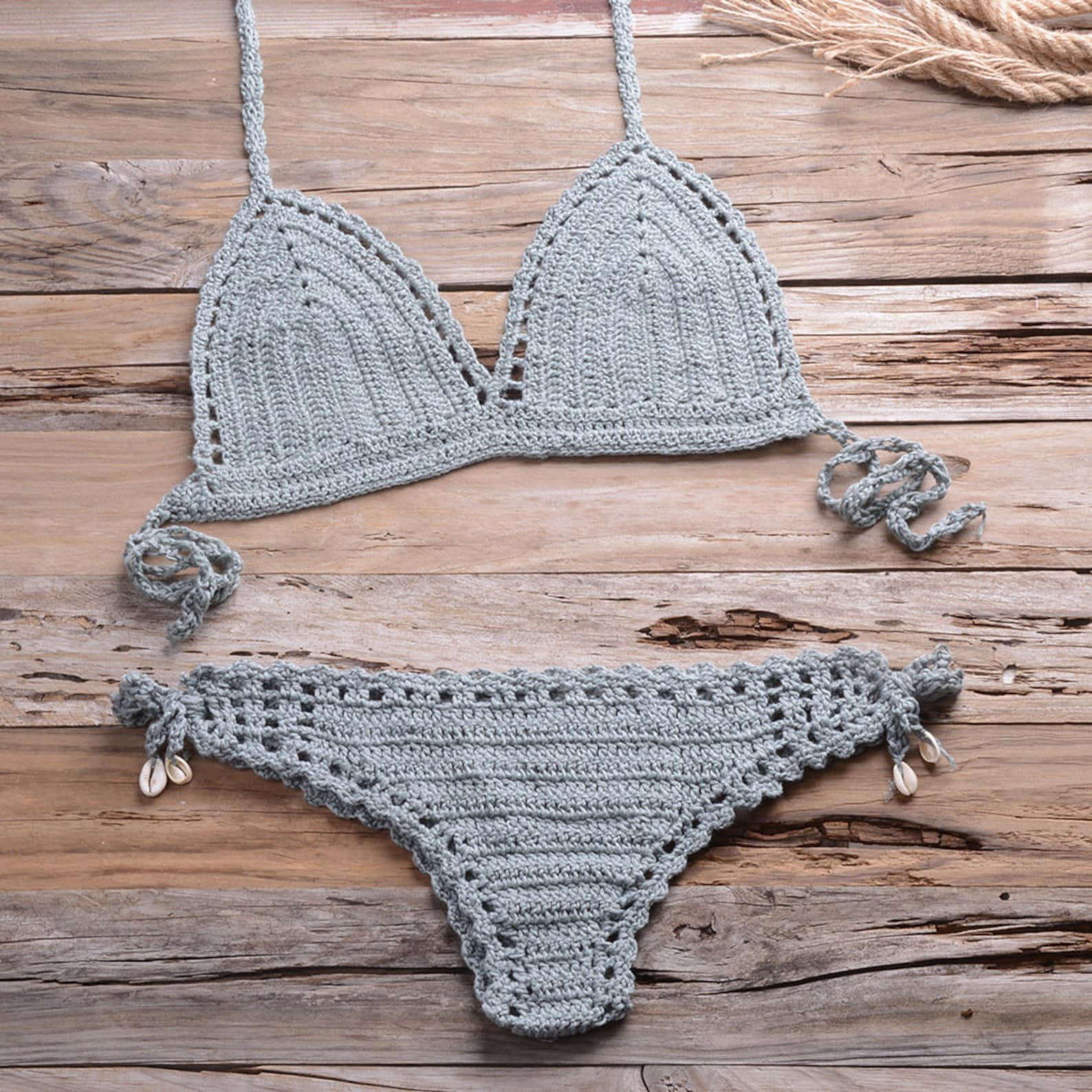 Crochet Knitted Bikini Knitted Swimwear | Etsy