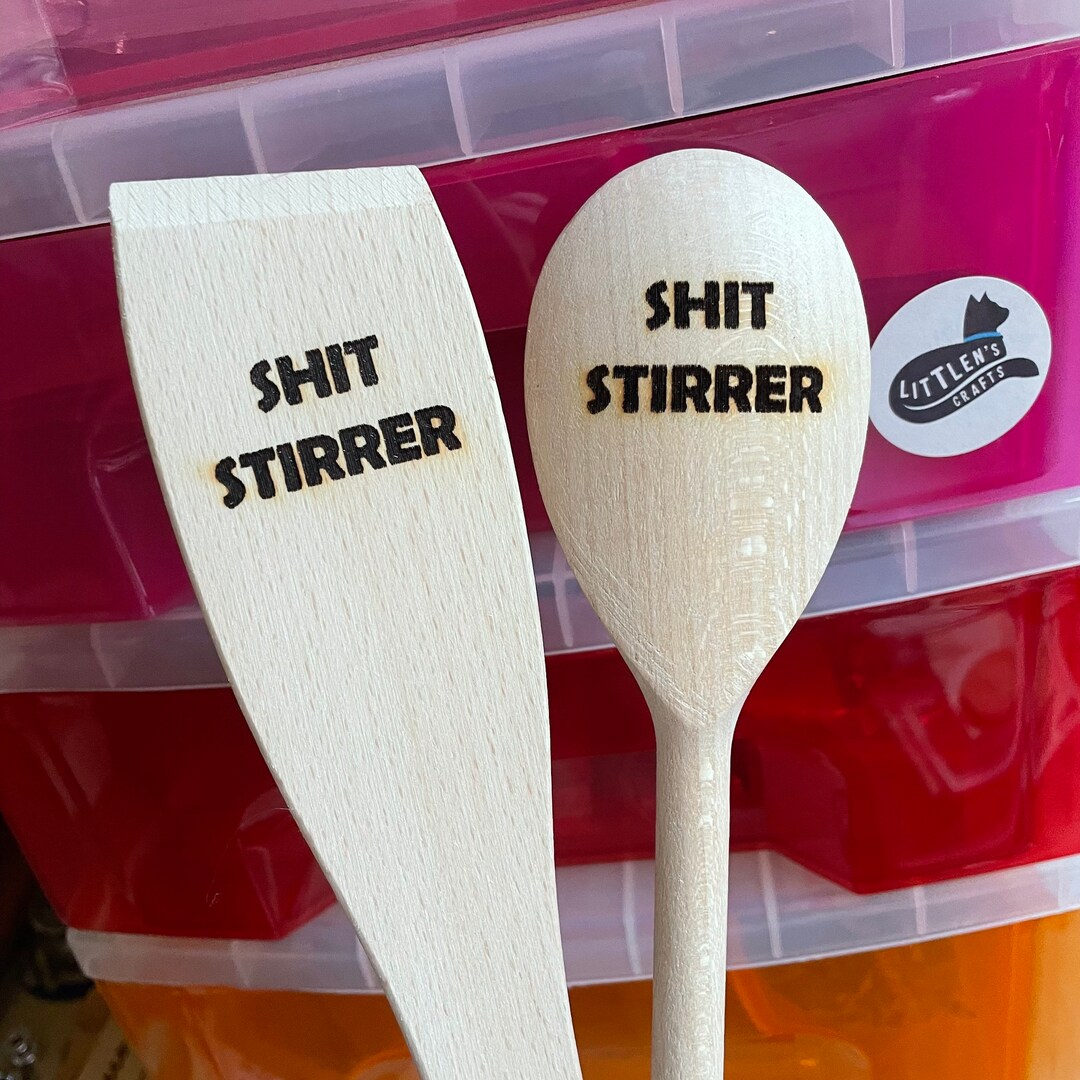 Shit Stirrer Laser Engraved Wooden Spoon Spatula Funny - Etsy