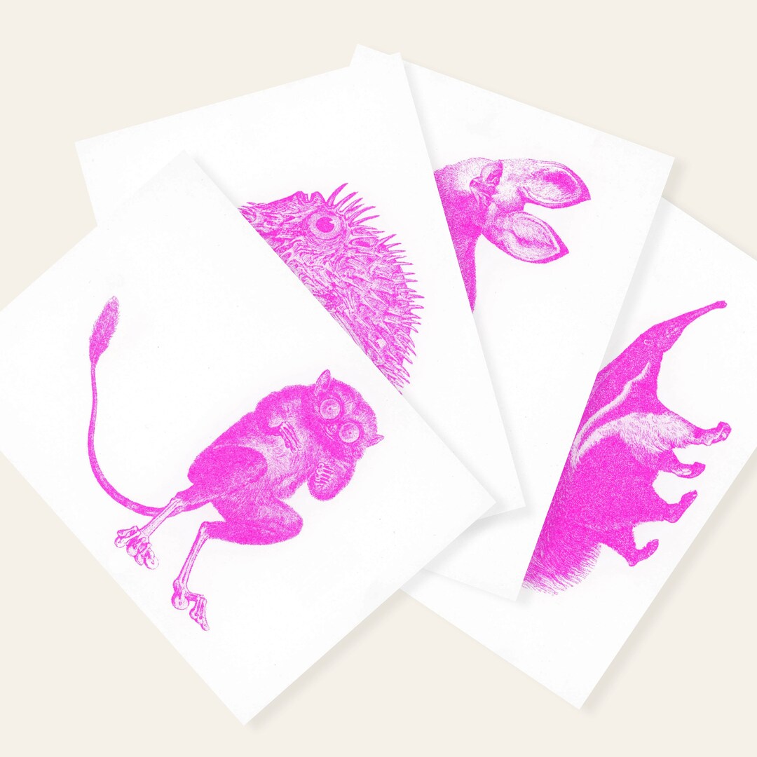 Weirdos | 4 Monochrome Risograph Postcards by Mr & Mrs Rio - Etsy