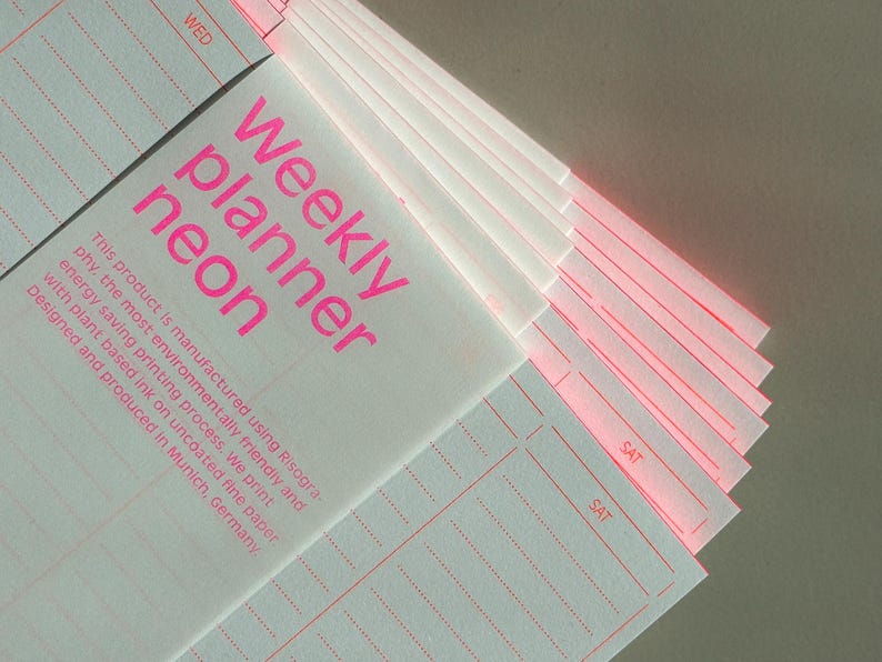 Weekly Planner Neon 53 Pages Tear-off Pad - Etsy