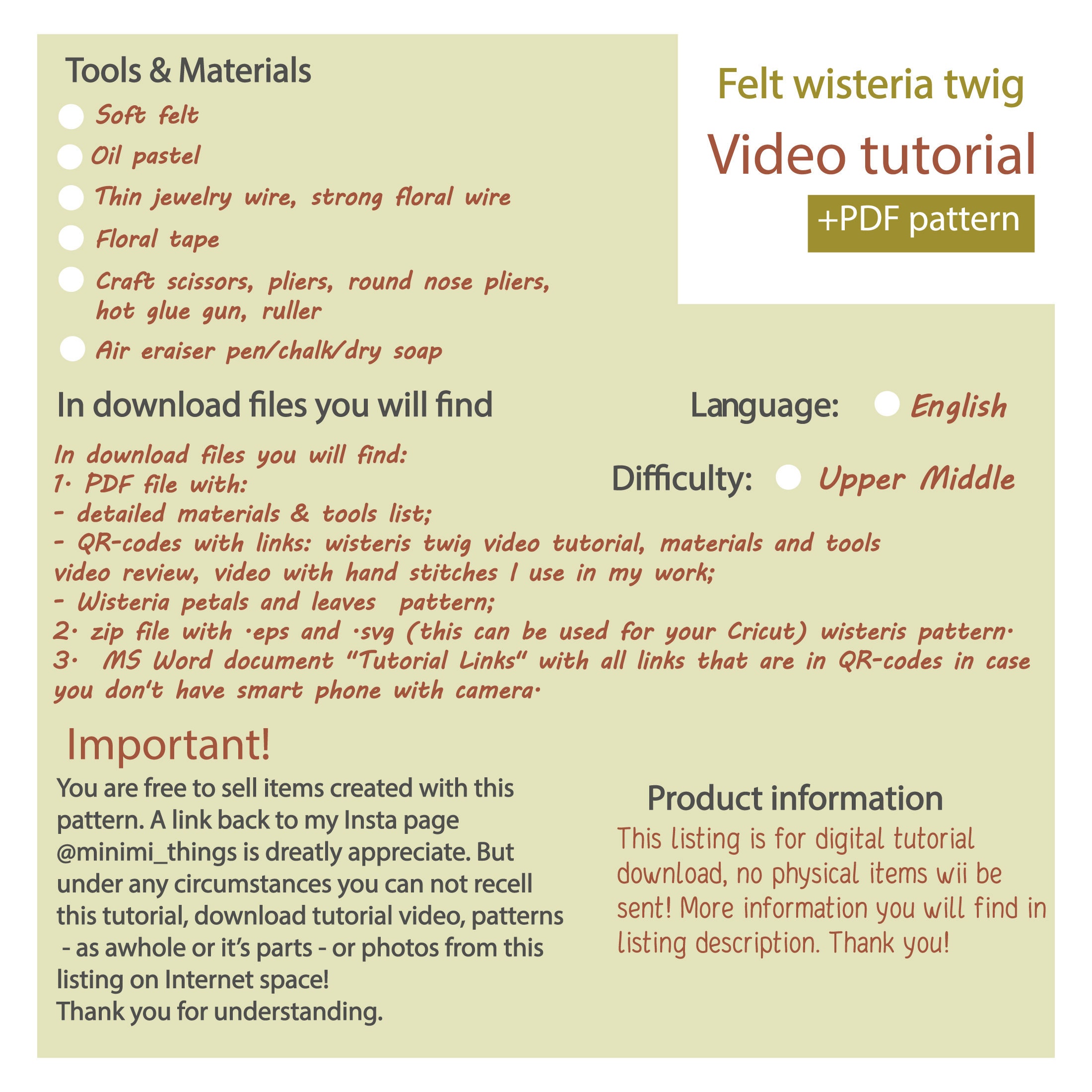 Felt Wisteria Flower Twig Video Tutorial. PDF SVG Pattern - Etsy Felt Wisteria Flower Twig Video Tutorial. PDF SVG Pattern - Etsy