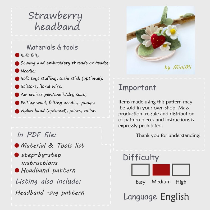 Strawberry Fruit Crown PDF Pattern Download Sewing Tutorial - Etsy