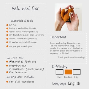 Woodland 3D Felt Red Fox PDF Pattern Download, Sewing Tutorial - Etsy