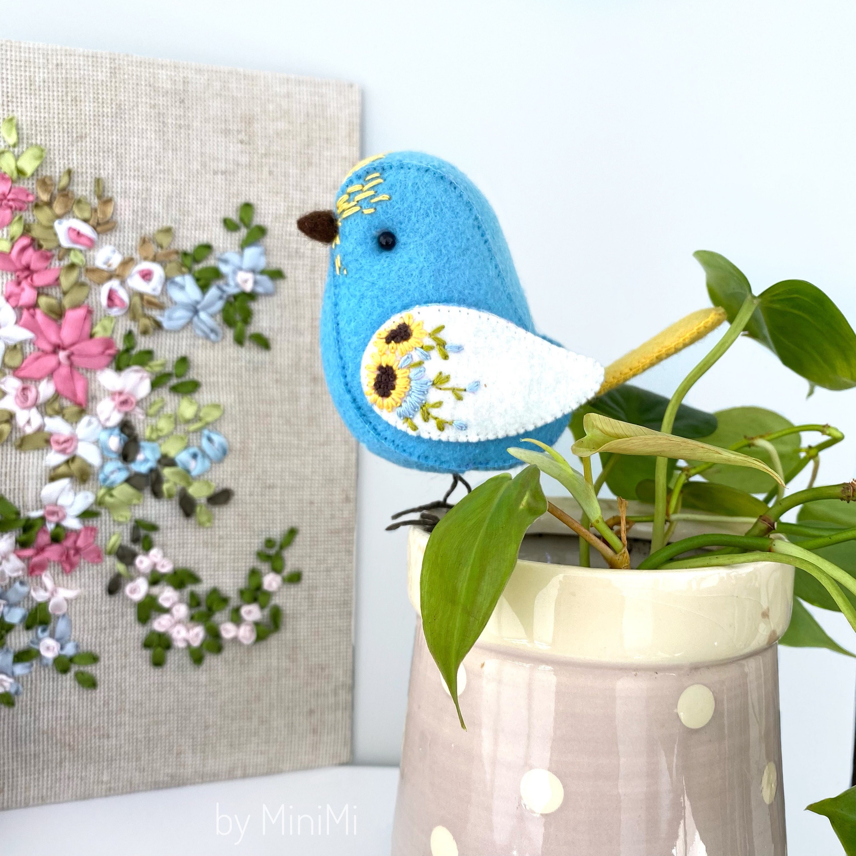 Felt 3d Bird With Embroidery PDF Pattern Download Sewing | Etsy