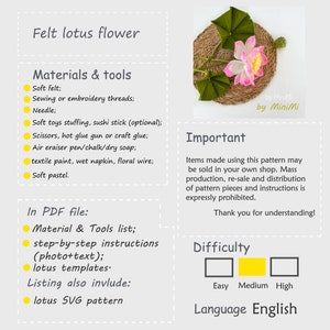 Felt Lotus Flower PDF Pattern Download, Sewing Tutorial - Etsy