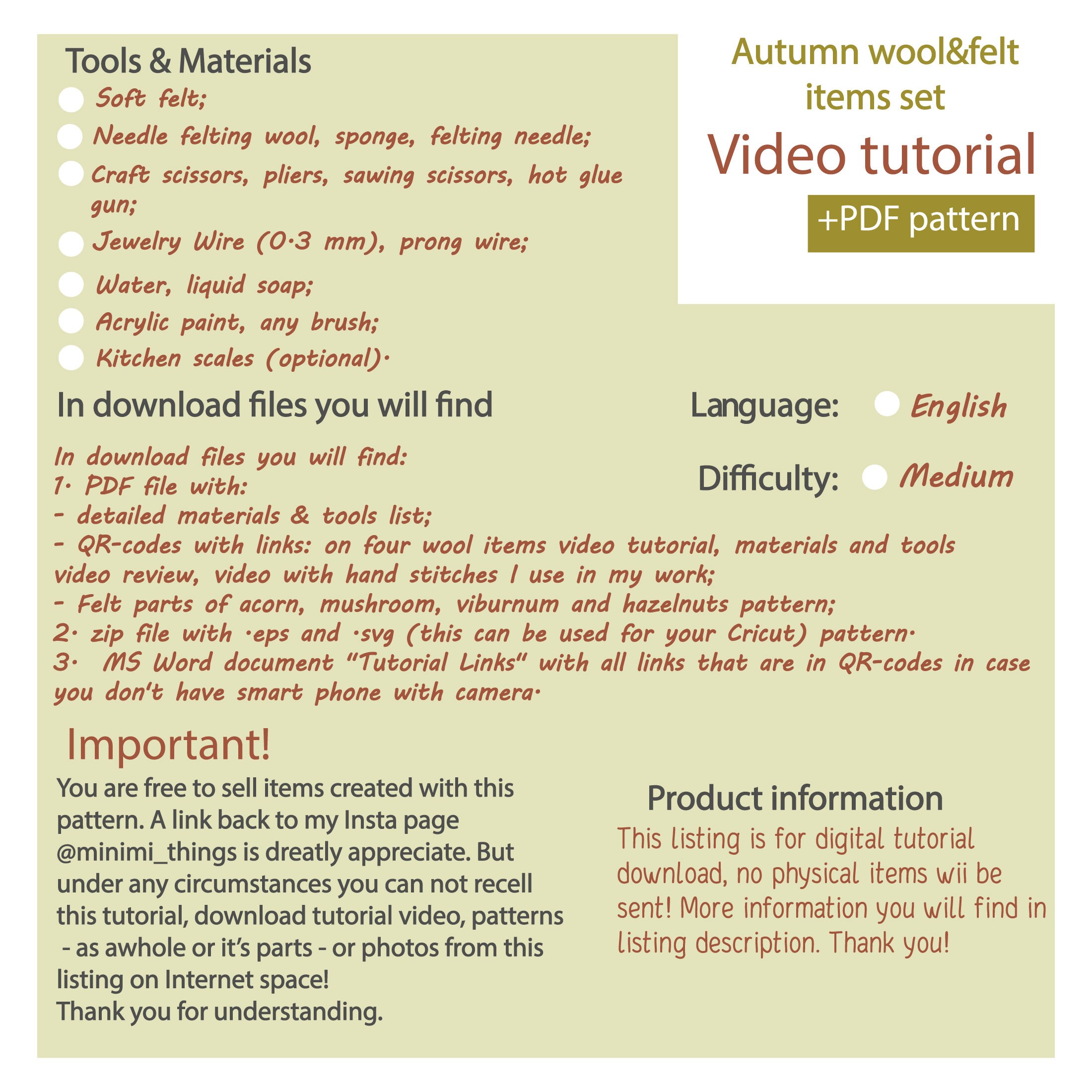 Fall Wool Design Video Tutorial PDF SVG EPS Pattern - Etsy