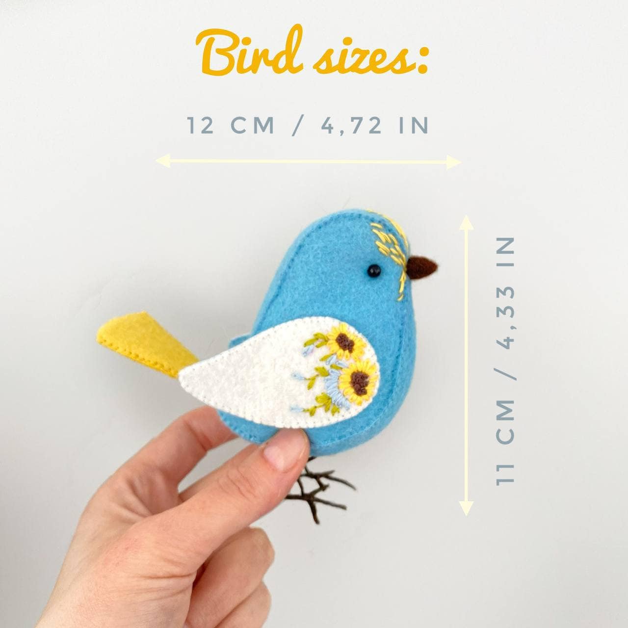 Felt 3d Bird With Embroidery PDF Pattern Download Sewing | Etsy