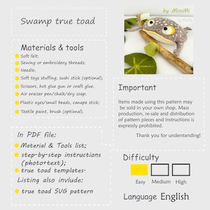 Swamp Felt True Toad PDF Pattern Download, Sewing Tutorial - Etsy