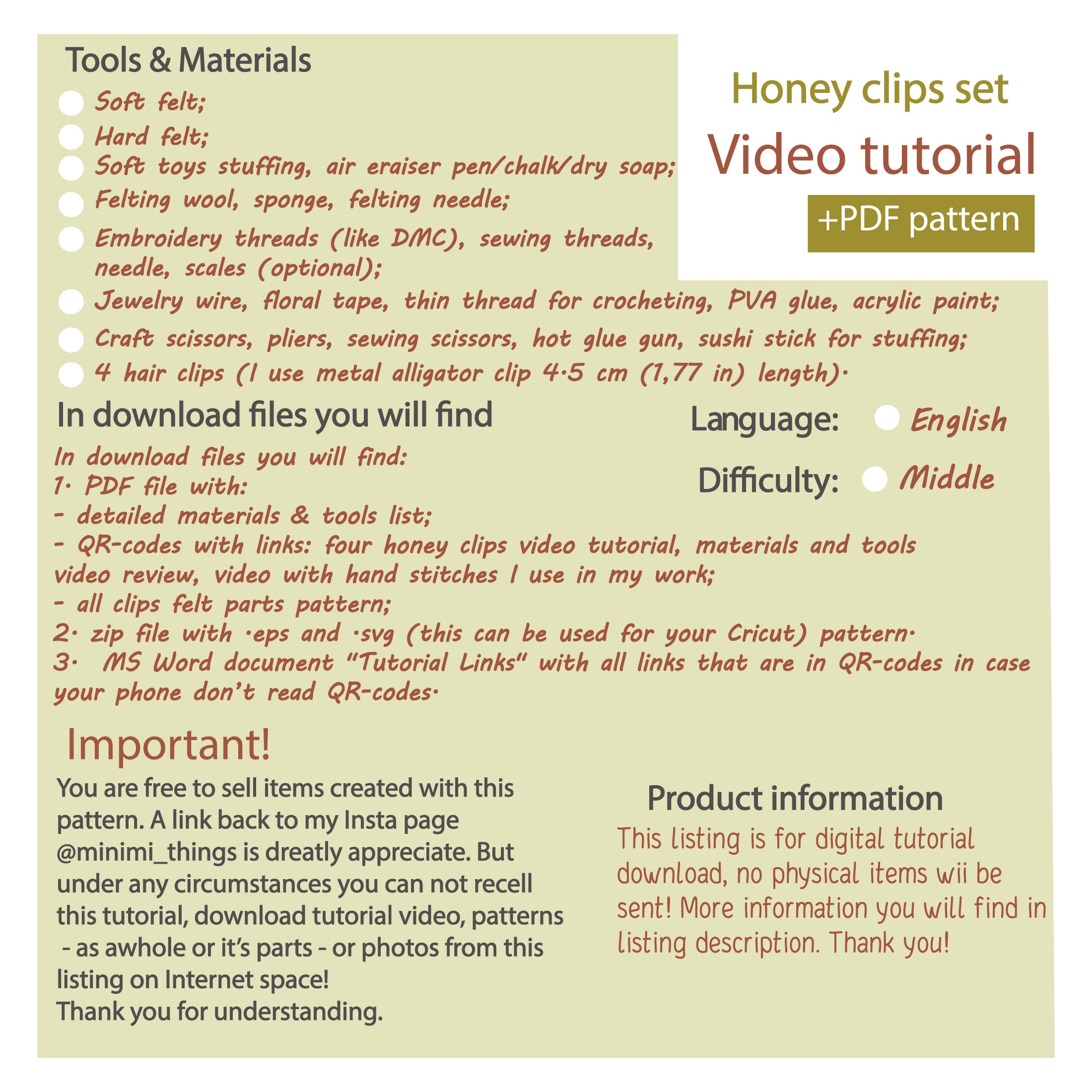 Honey Spring Clip Set Video Tutorial PDF SVG EPS Pattern - Etsy