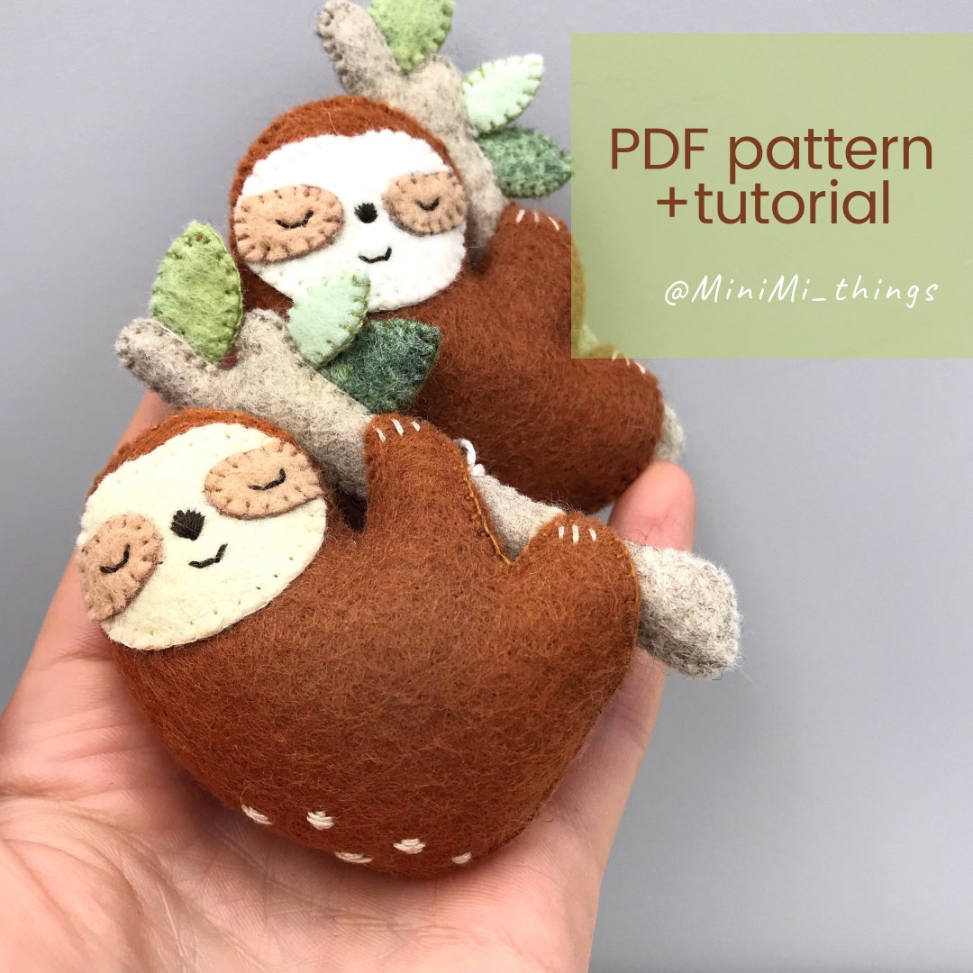 Plush Animal Sloth PDF Pattern - DIY Sewing Tutorial - Pdf, Svg, Eps ...