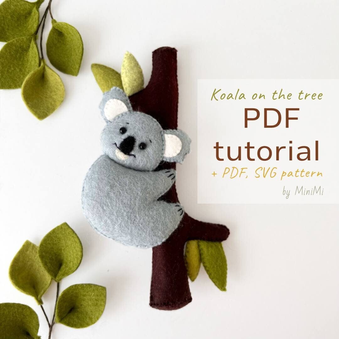 Plush Koala on Tree PDF Pattern Download, Sewing Tutorial - Etsy
