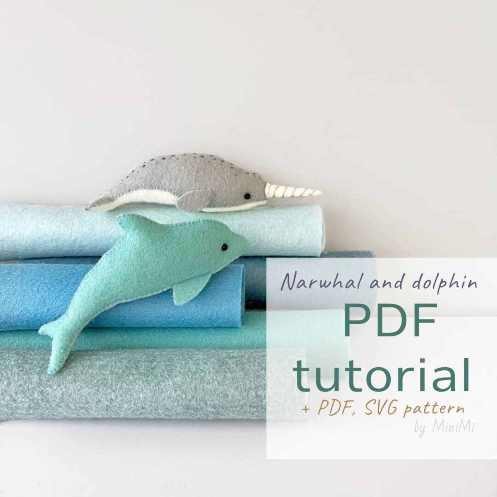 Sea Felt Dolphin & Narwhal Bundle PDF Pattern, DIY Sewing Tutorial, SVG ...