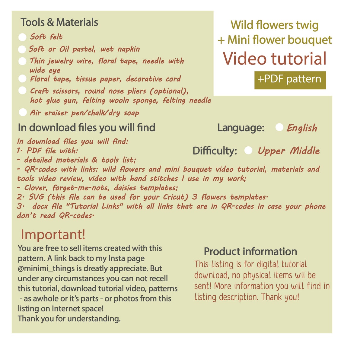 Felt Daisy, Forget-me-not, Clower Bundle Video Tutorial, Wild Flower ...