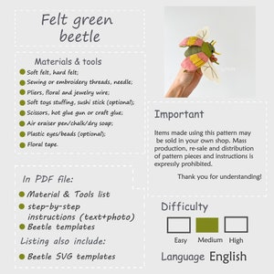 Spring Felt Beetle PDF Pattern Download, Sewing Tutorial - Etsy