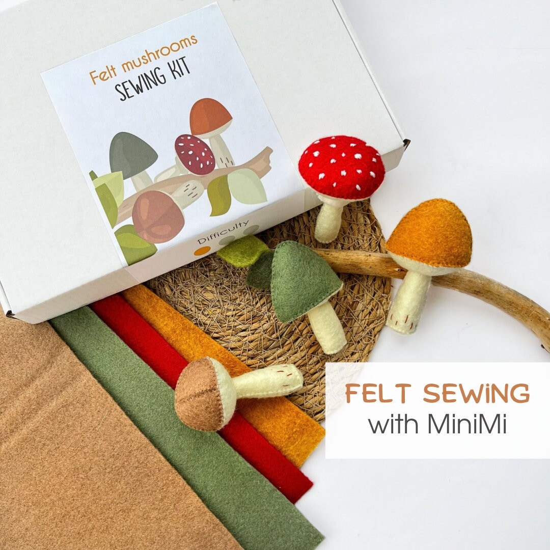 Felt Woodland Mushrooms Sewing KIT. Craft Box, Supplies Included DIY - Etsy