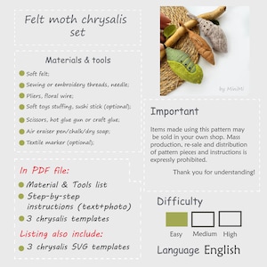 Sewn Felt Cocoon Chrysalis Set PDF Pattern Download, Sewing Tutorial ...