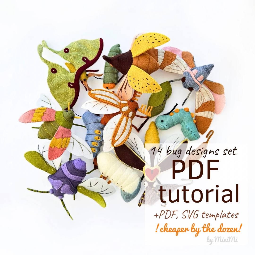 Big Bug Felt Designs Pack PDF Pattern Download - 14 Cute Characters ...