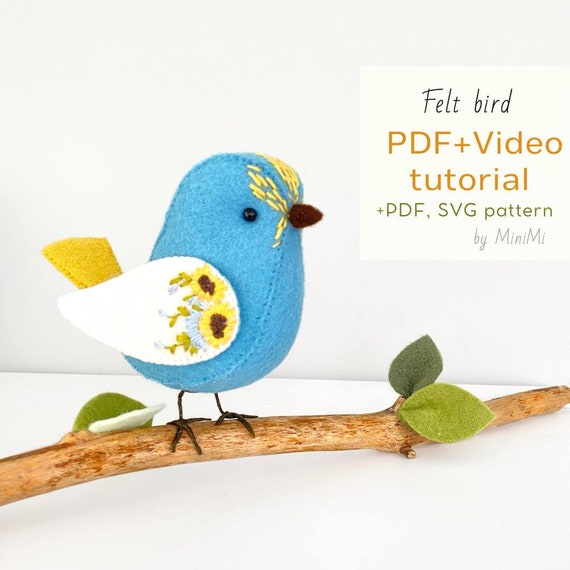 Felt 3d Bird With Embroidery PDF Pattern Download Sewing | Etsy