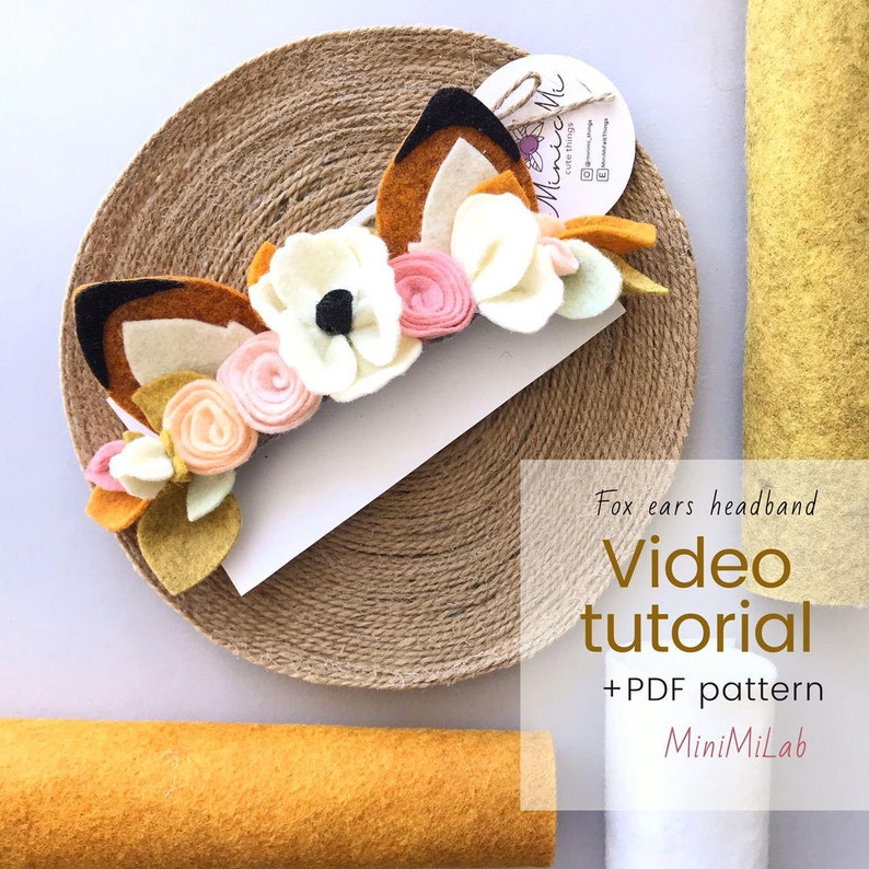 Fox Ears and Flowers Felt Headband Video Tutorial. PDF SVG - Etsy