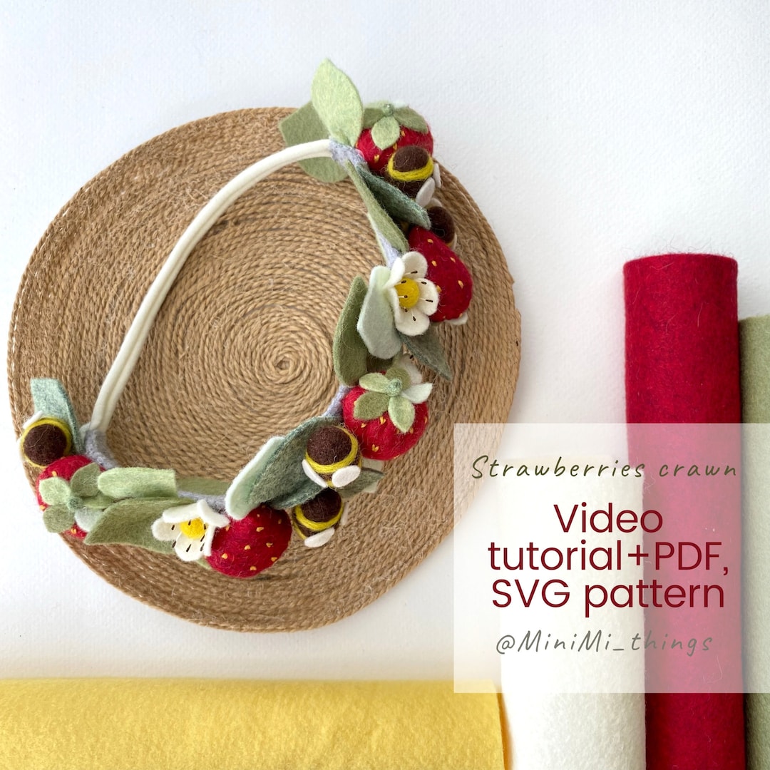 DIY Strawberry Flower Crown: Video Guide, PDF Template, SVG File for ...