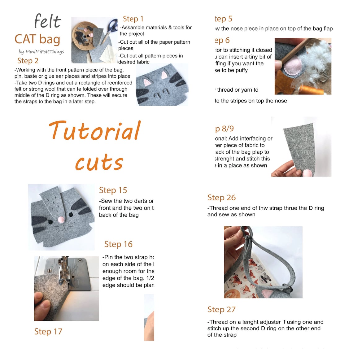 Tote Felt Bag PDF Pattern Cat Purse SVG - Etsy