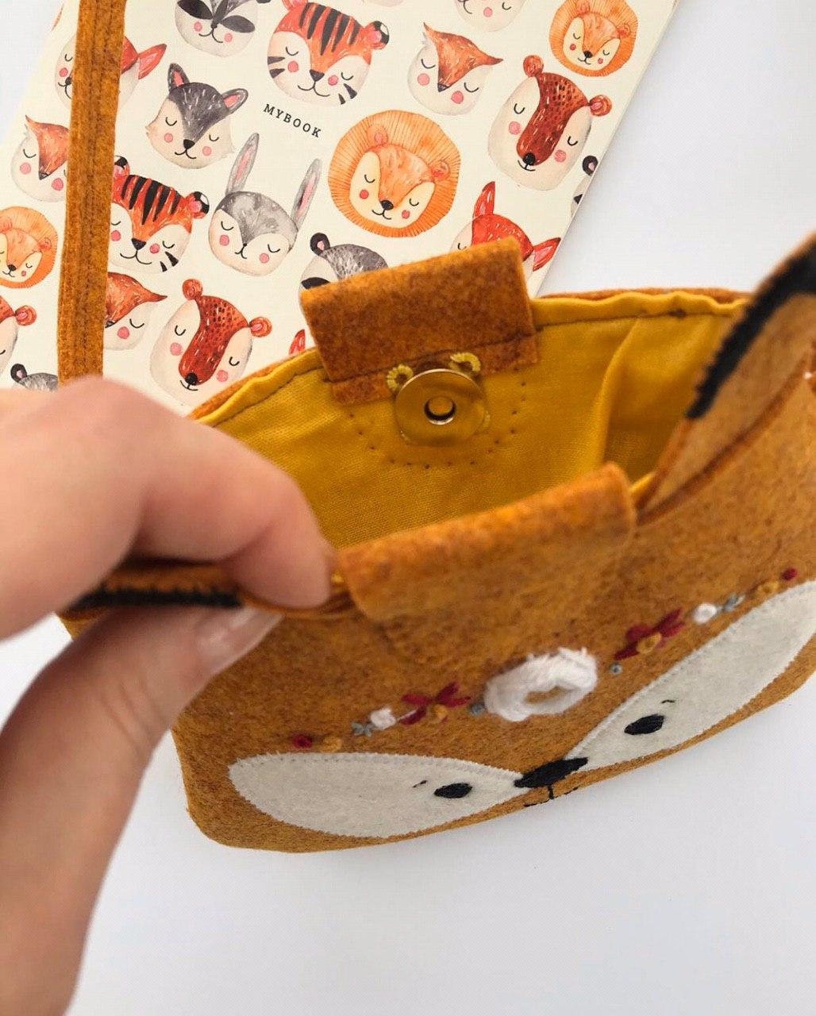 Tote Felt Bag PDF Pattern Fox With Floral Embroidery - Etsy