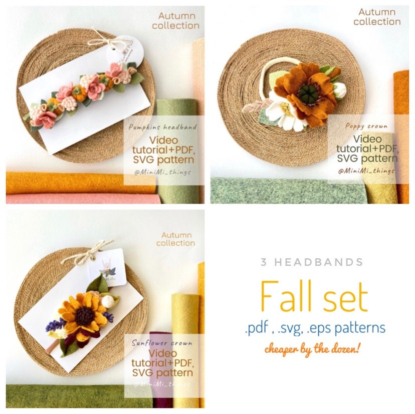 Fall Flower Crown Video Tutorial Set PDF SVG EPS Pattern - Etsy