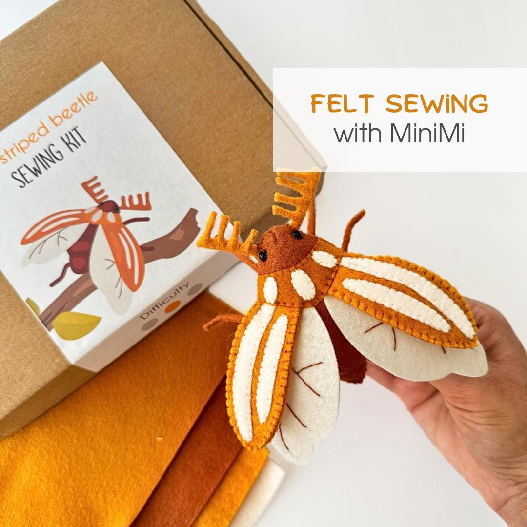 Felt Striped Beetle Sewing Kit, DIY [product], Beginner Friendly Craft ...