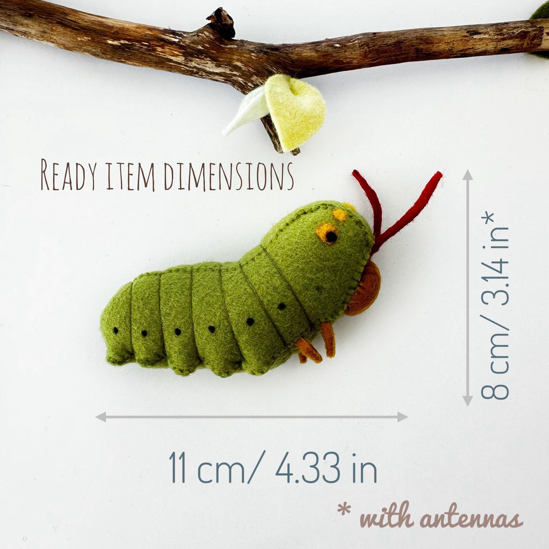 Felt Caterpillar Sewing Pattern – PDF Larva Tutorial, DIY Felt Worm ...