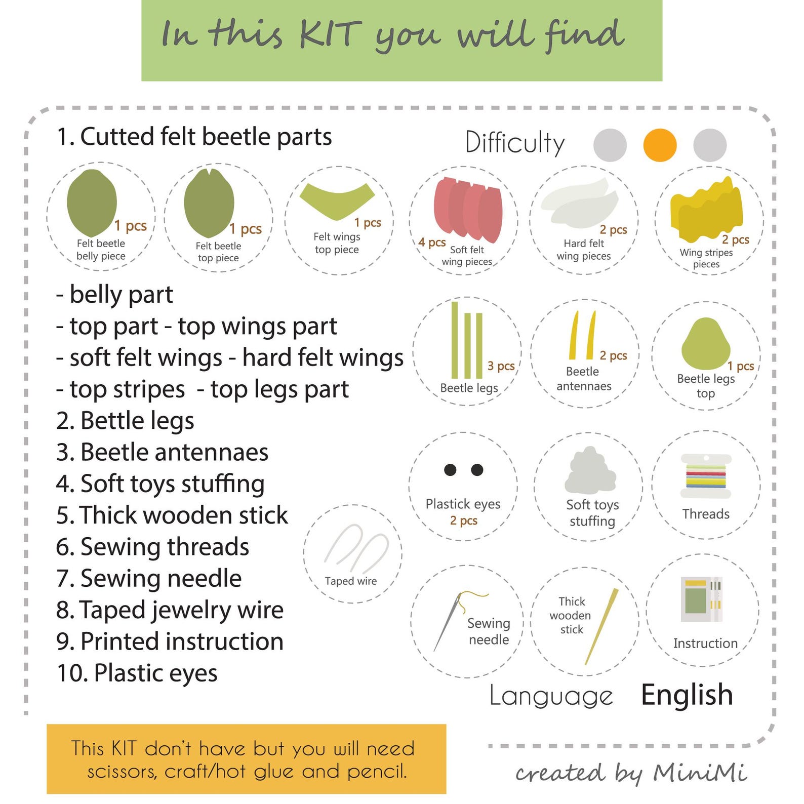 Felt Spring Beetle Sewing Kit, DIY [product], Beginner Friendly Craft ...