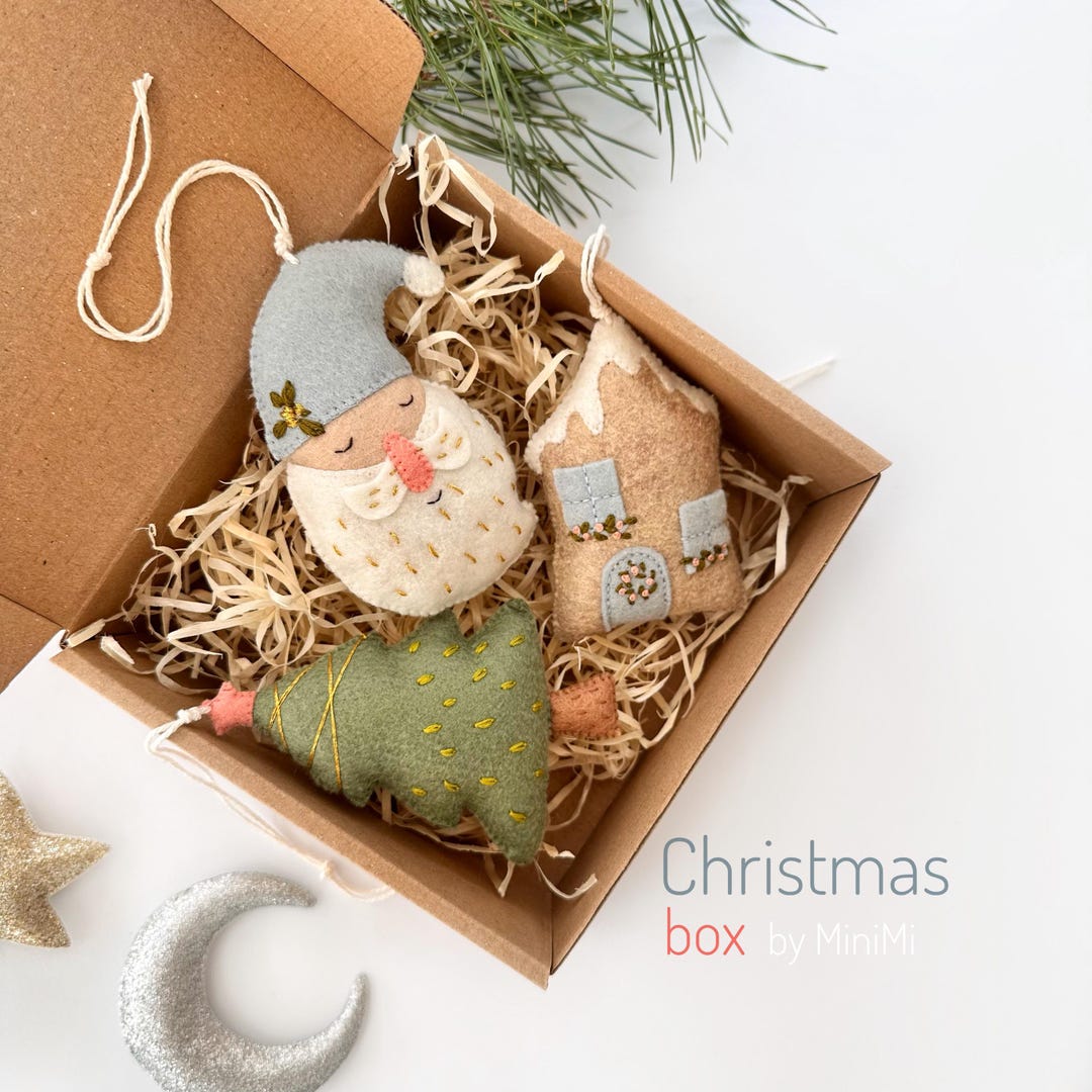 Xmass Felt Gift Box. Santa, Fir-tree and House. 3 Pax Set - Etsy