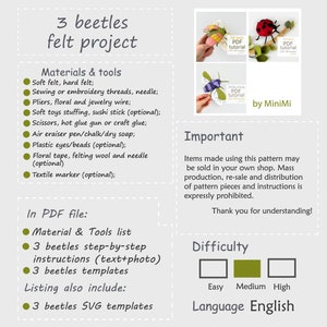 Spring Felt Beetle Set Ladybug, Stink Bug PDF Pattern Download, Sewing Tutorial - Etsy