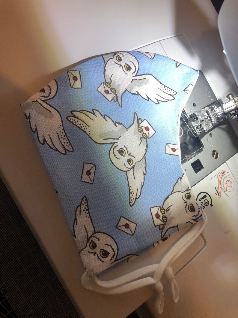 Harry Potter Hedwig Fabric Face Mask Blue and White | Etsy