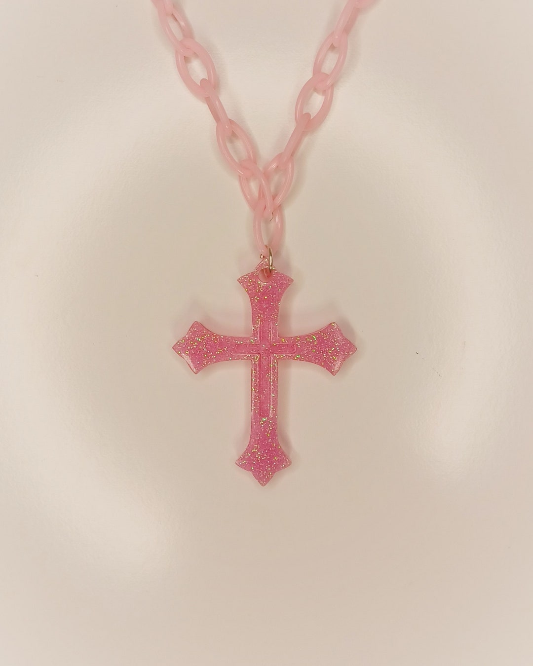Pastel Pink Cross Necklace. Pastel Goth, Fairy Kei . Lolita Super Cute ...