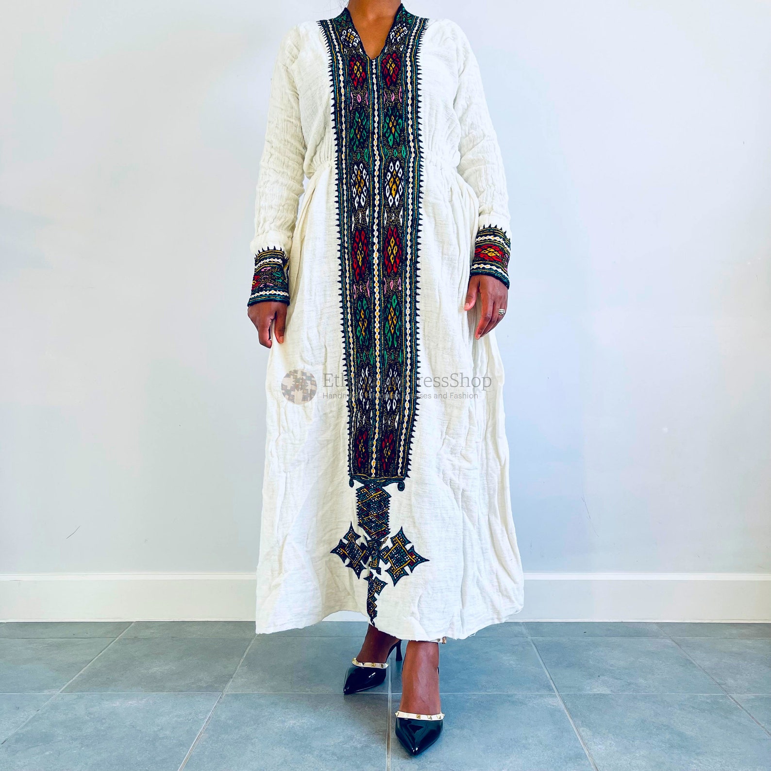 Ethiopian Axum Dress, Traditional Handmade Embroidered Habesha Clothes ...