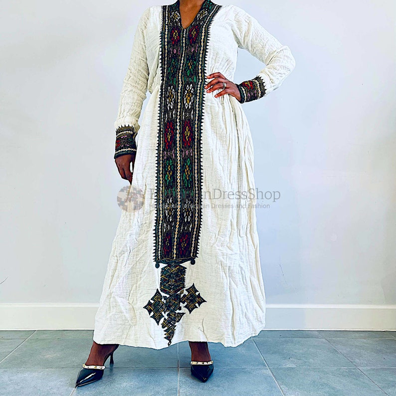 Ethiopian Axum Dress, Traditional Handmade Embroidered Habesha Clothes ...