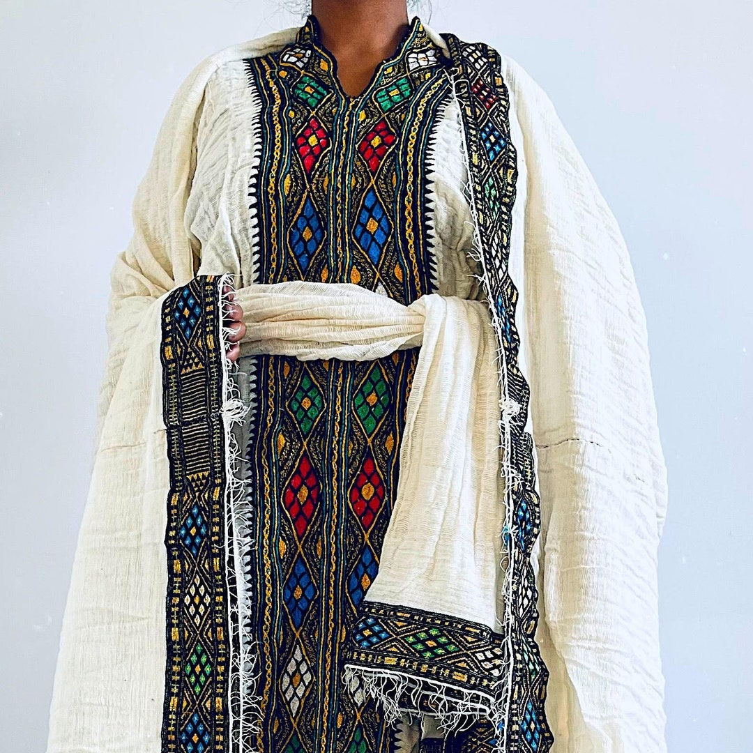 Ethiopian Dress,axum Tilf, Traditional Dress, Handmade Embroidered ...