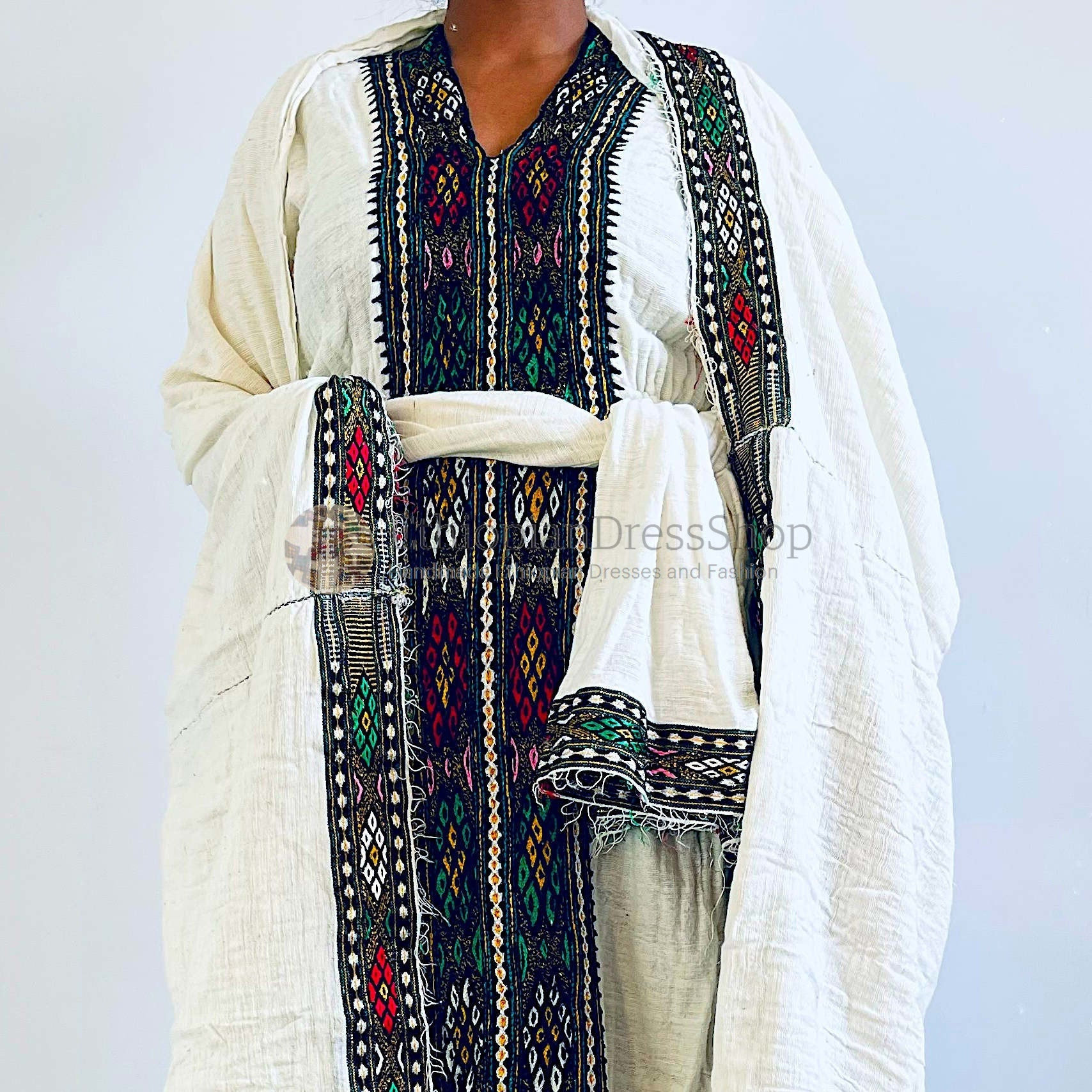 Ethiopian Axum Dress, Traditional Handmade Embroidered Habesha Clothes ...