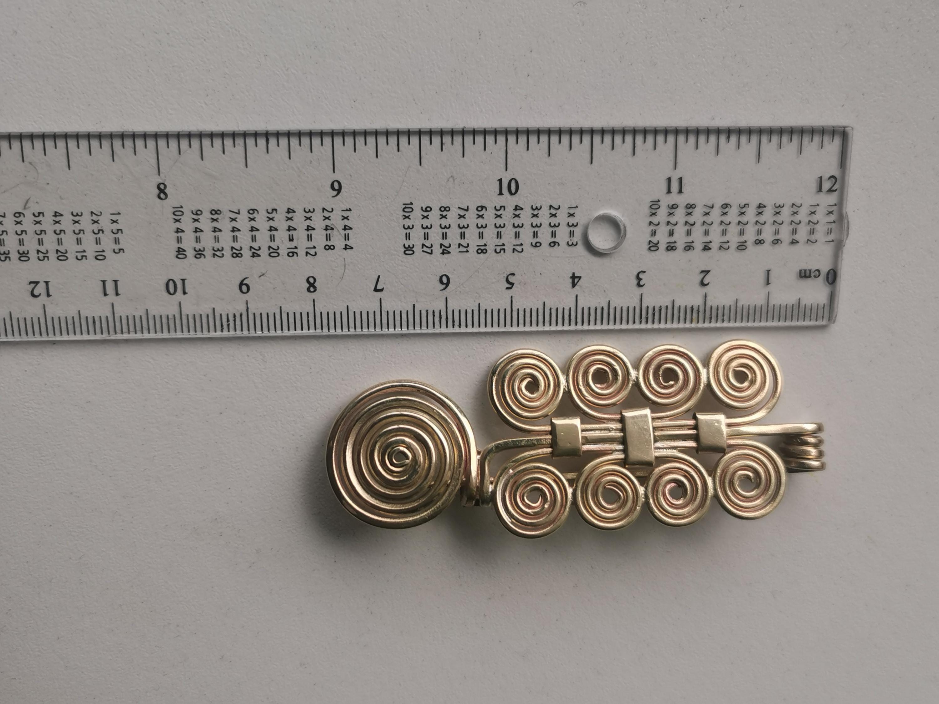 Large Handmade Brass Fibula Spiral Clip for Scarf, Vest, or Cloak ...